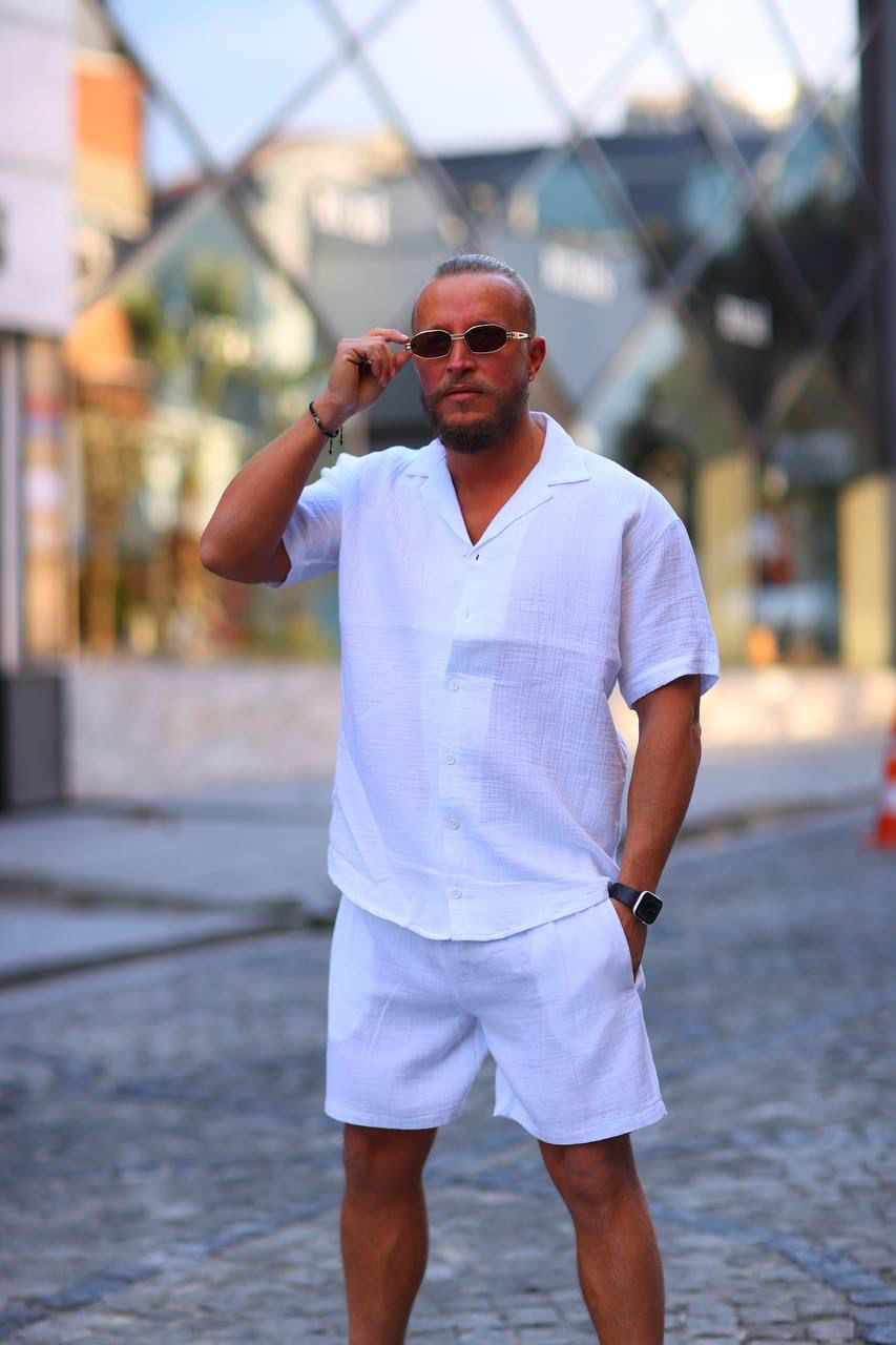 بدلة رجالية صيفية باللون الأبيض – baahy.com